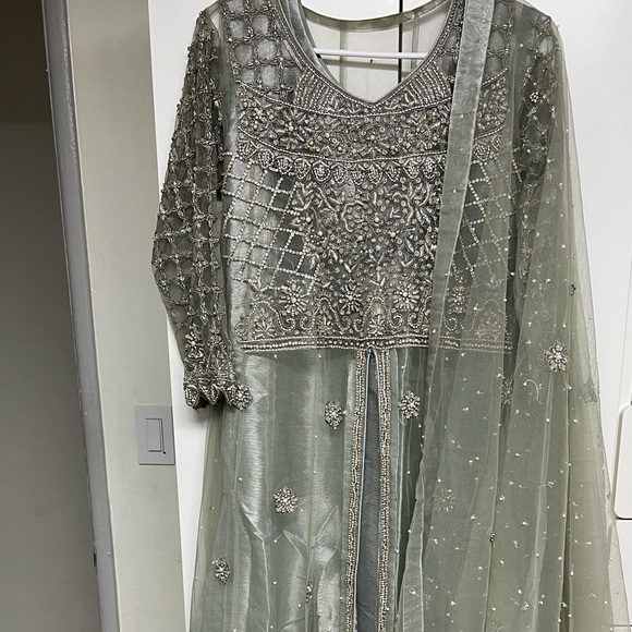 Dresses | Pakistani Fancy Dress Silver Pakistani Dress Maxy | Poshmark